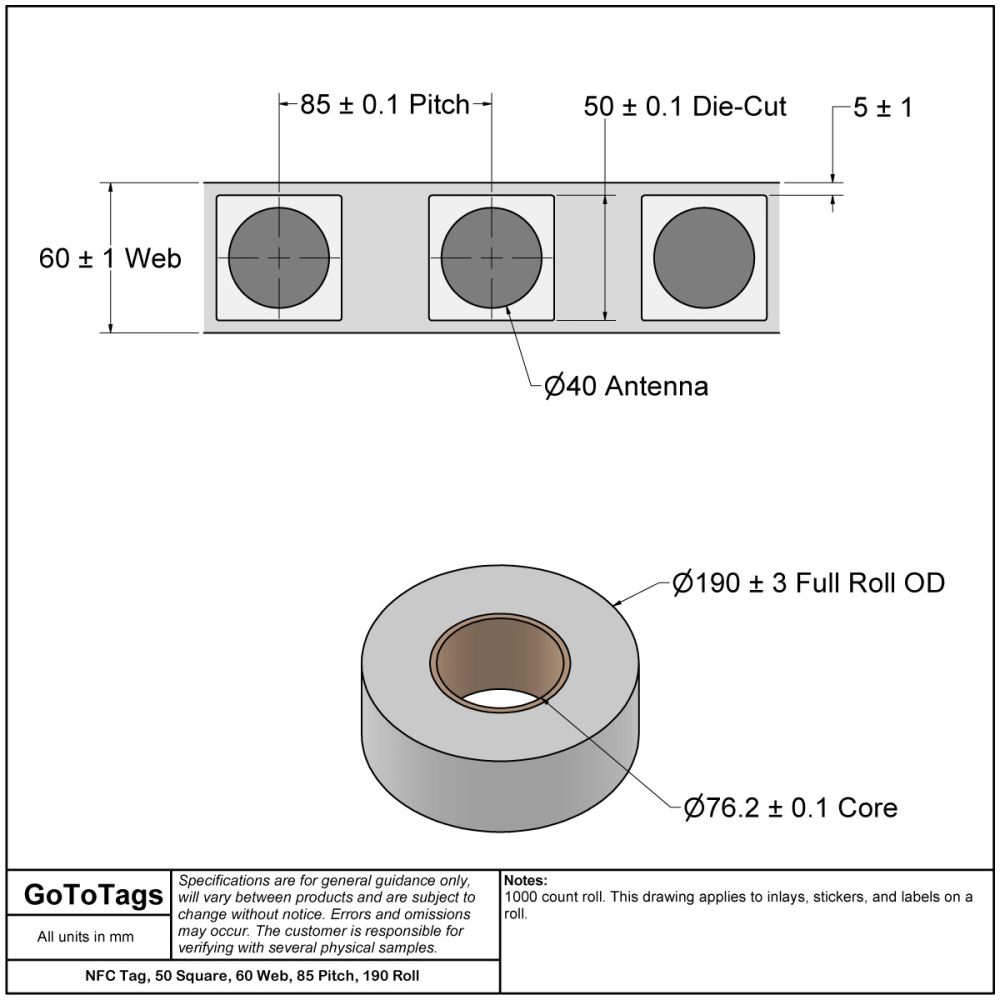 Buy NFC Sticker - NTAG213 - 50 x 50 mm Square - Matrix On Online ...