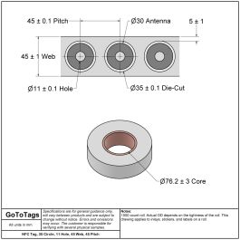Buy Thin On-Metal NFC Sticker - NTAG213 - 35 mm Circle - 11 mm Hole ...